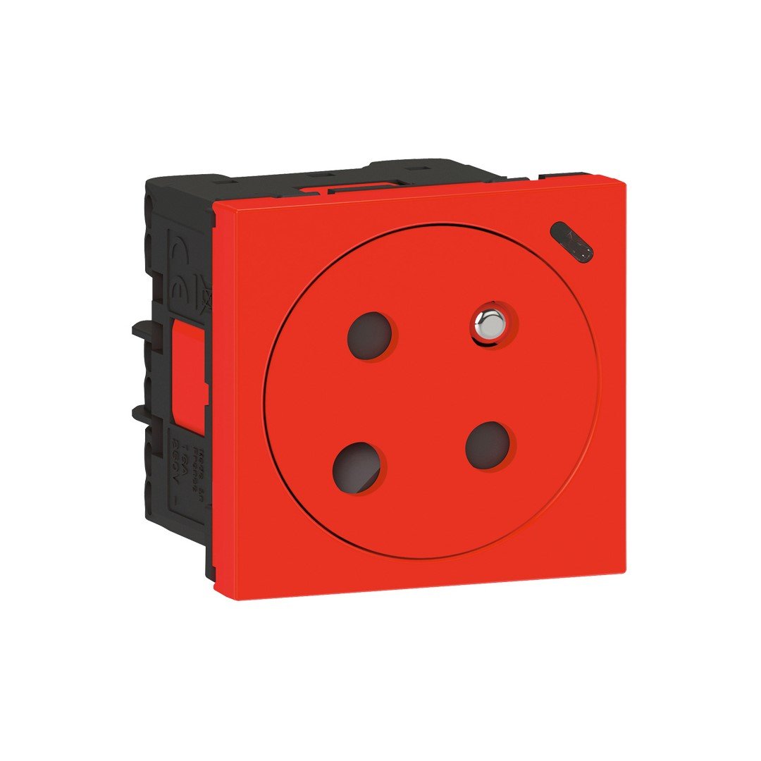 Legrand 077171L 16A, Indoor Use 1 Gang Plug Socket Red - WOW Electricals