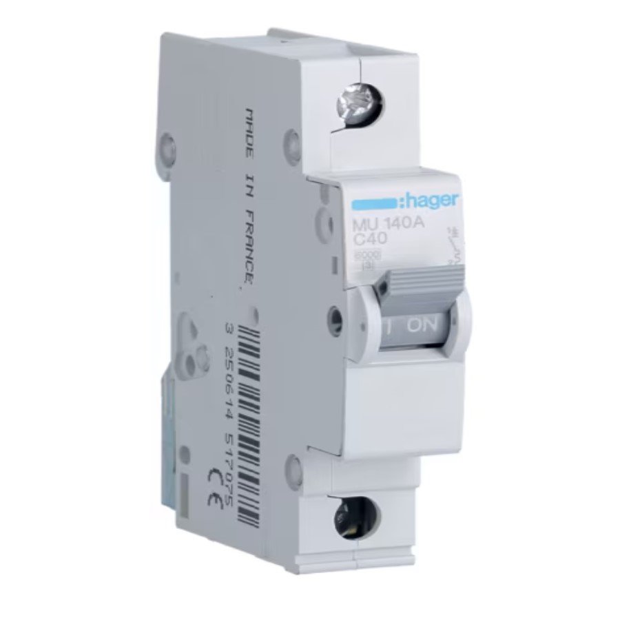 MU140A Hager MCB 1P 6kA C-40A 1M - WOW Electricals